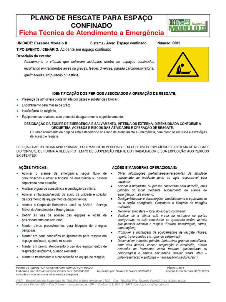 2.5 Plano de Resgate para Espaço Confinado - V.1 | PDF | Resgate ...