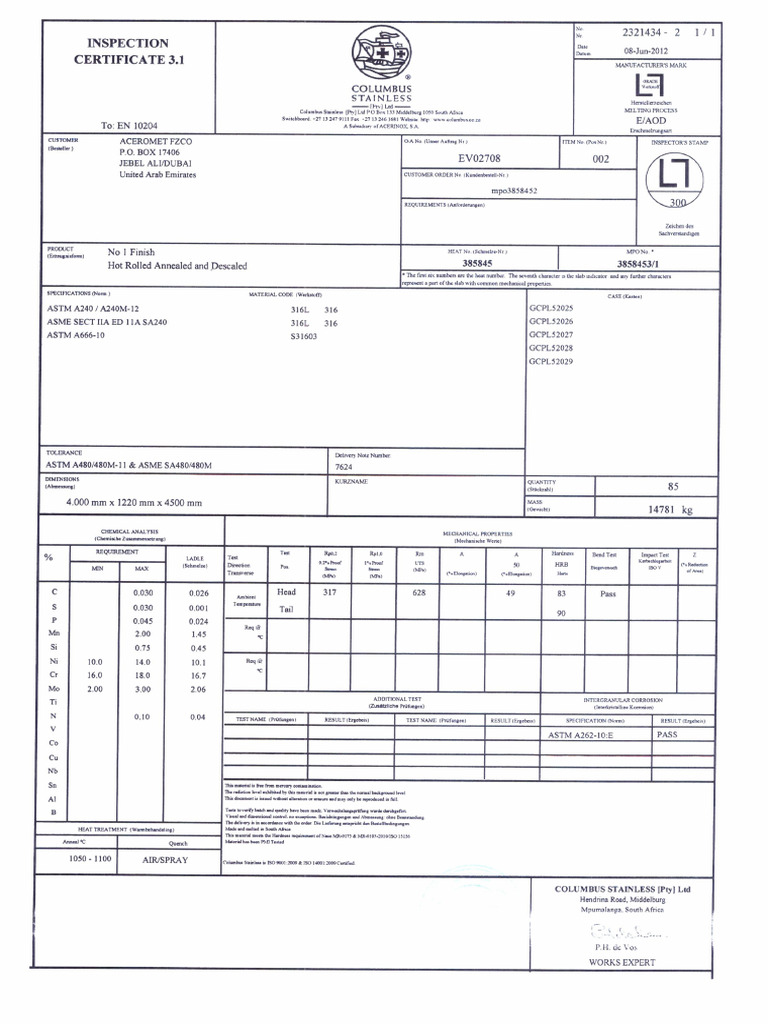 4mm SST Sheet 316l | PDF
