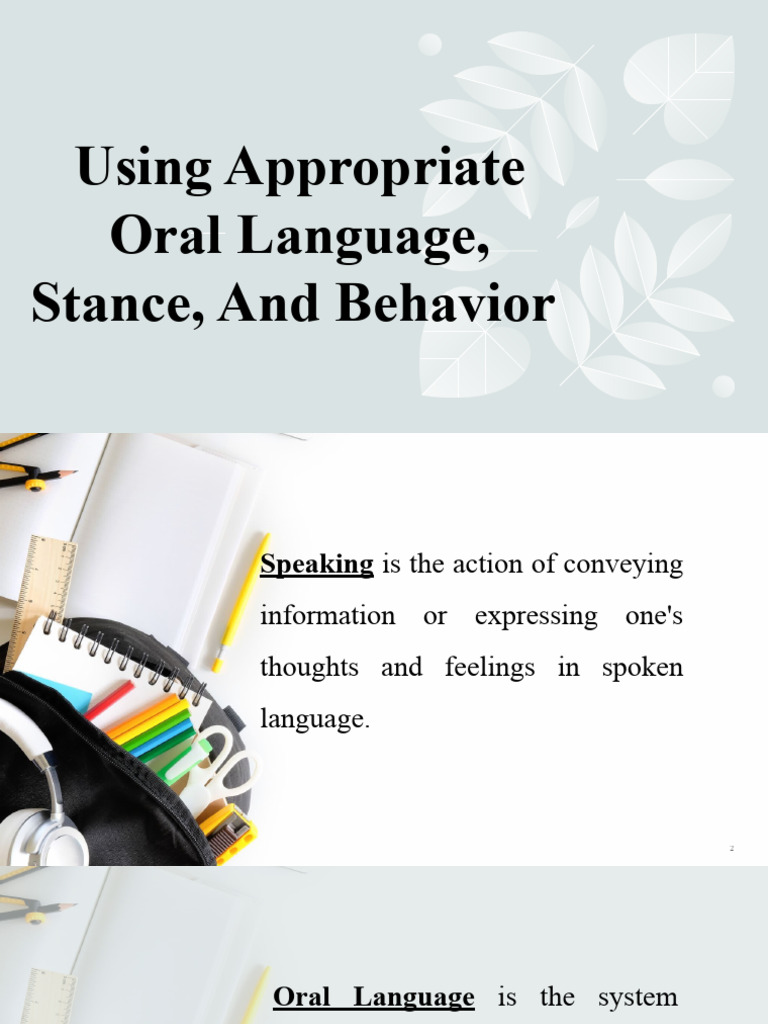 Using Appropriate Oral Language Stance and | PDF | Word | Speech