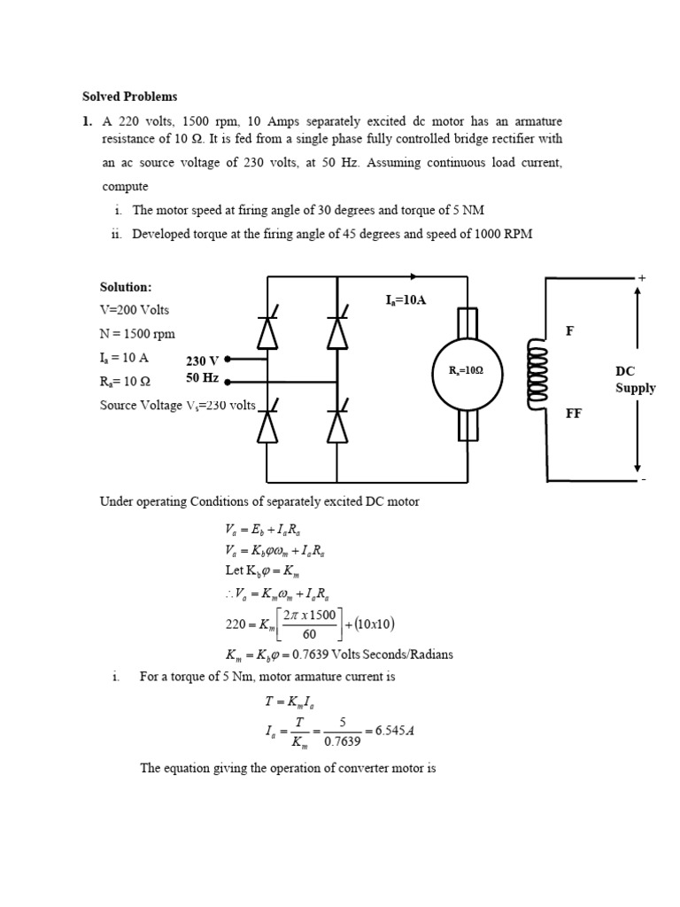 Solved Problem | PDF | Electric Motor | Rectifier Solved Problem | PDF | Electric Motor | Rectifier
