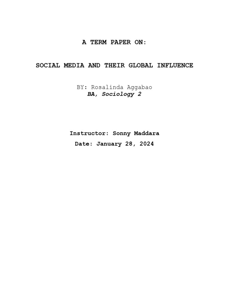 Term Paper | PDF | Social Media | Popular Culture & Media Studies Term Paper | PDF | Social Media | Popular Culture & Media Studies
