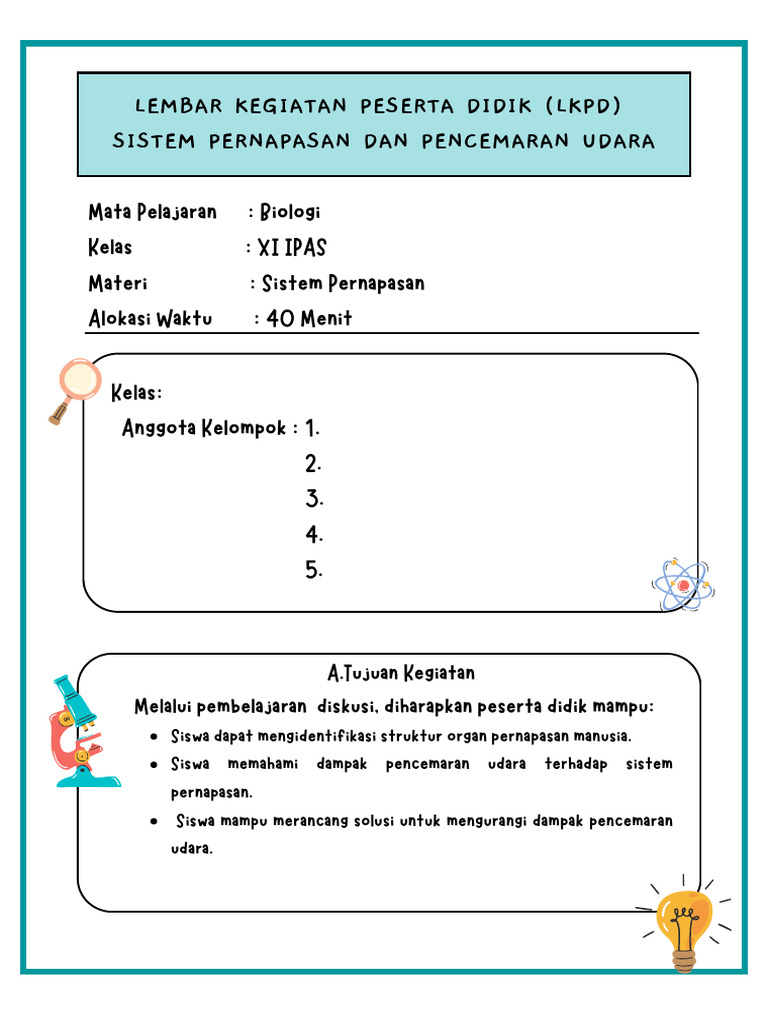 LKPD Sistem Pernapasan | PDF | Karier & Perkembangan | Sains & Matematika