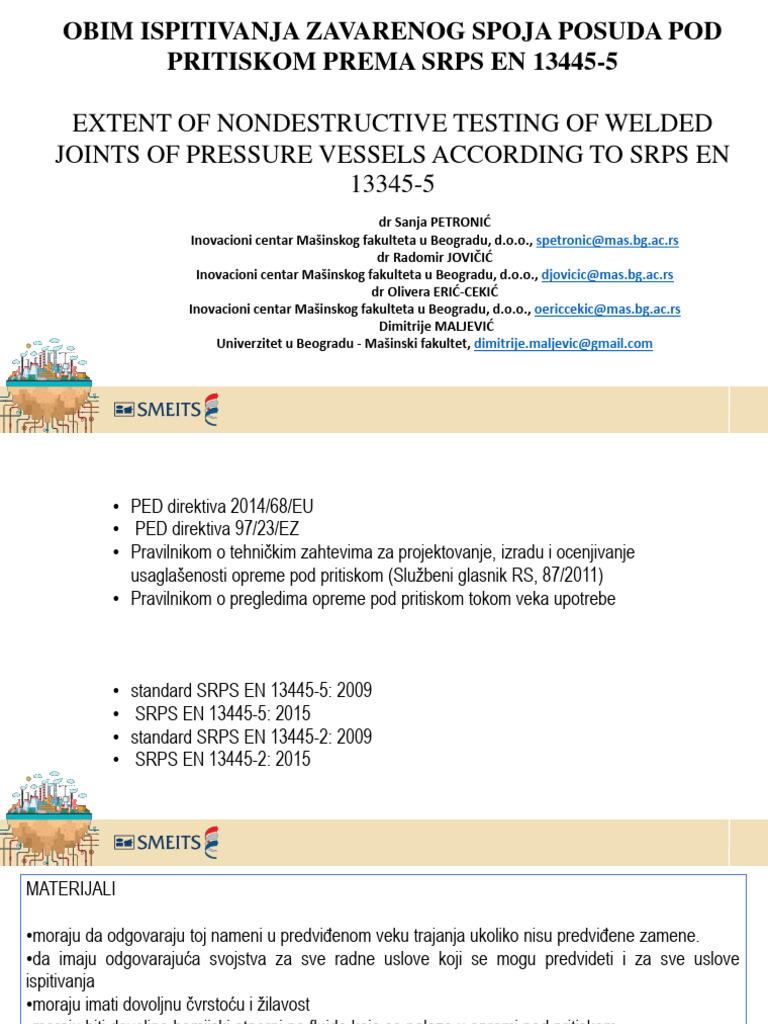 Obim Ispitivanja Zavarenog Spoja Posuda Pod Pritiskom | PDF