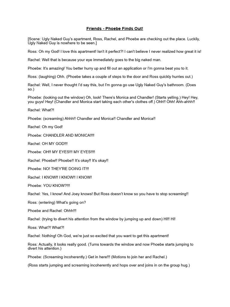 Friends Phoebe Finds Out Pdf