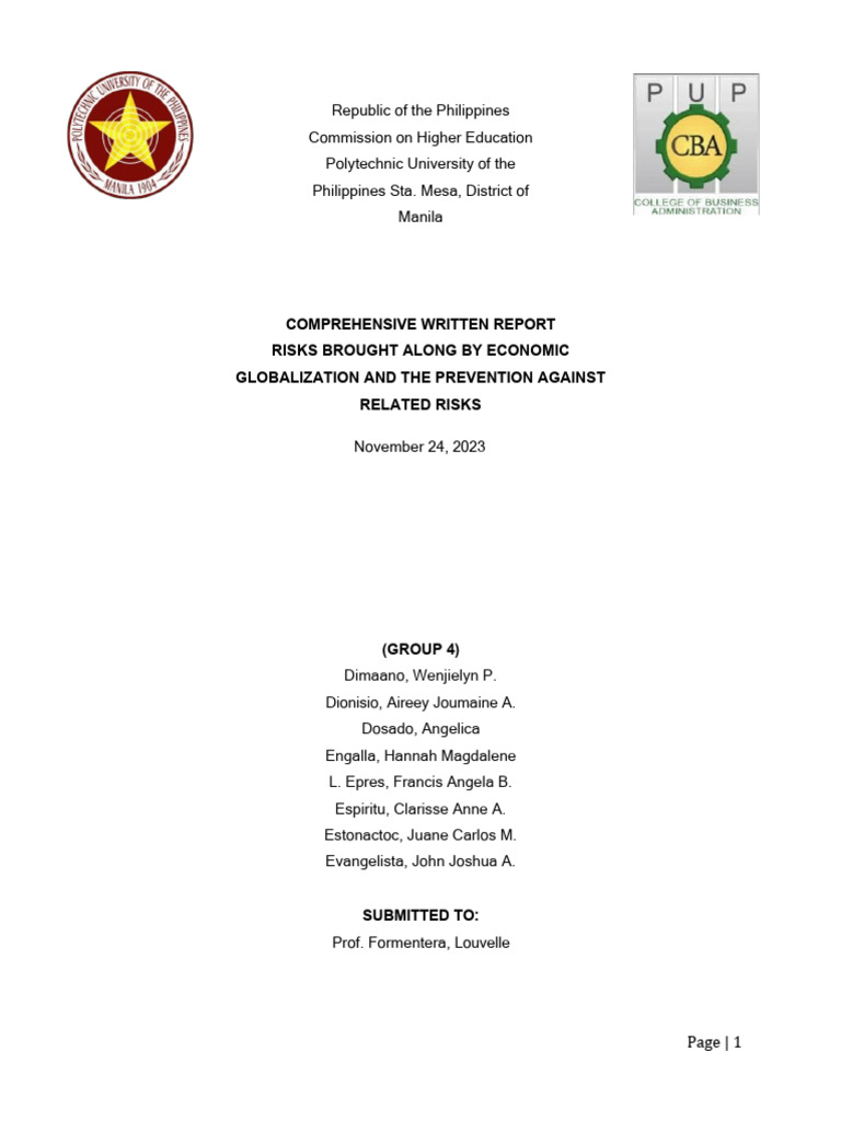 (GROUP 4) WRITTEN REPORT Docx Version | PDF | Globalization | Employment