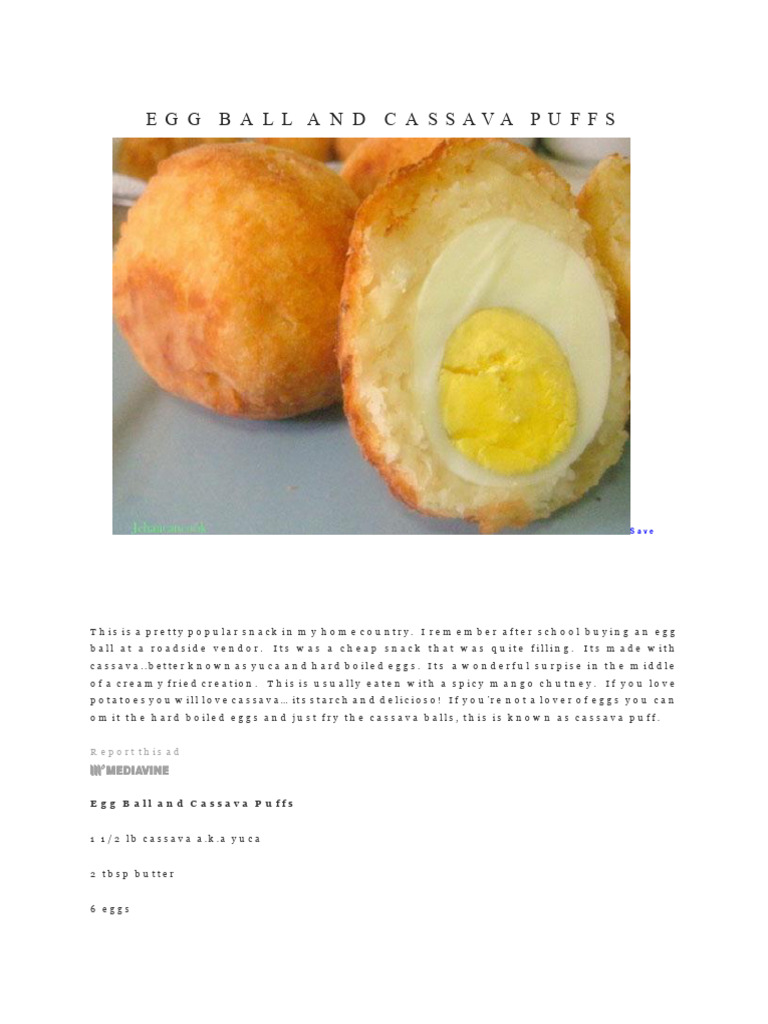 Egg Ball and Cassava Puffs | PDF