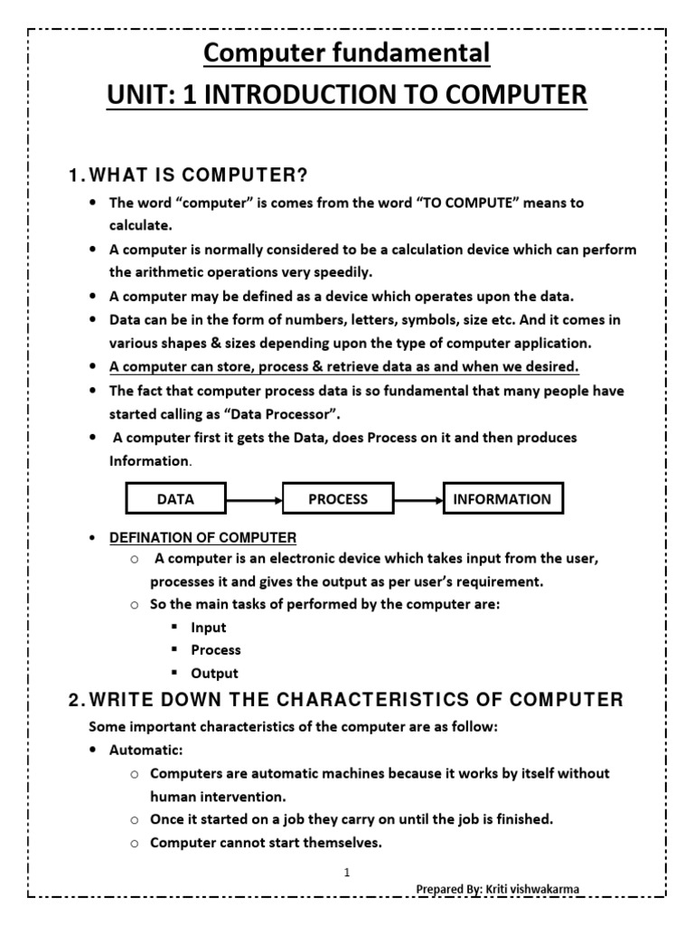 Computer - Fundamental English Notes | PDF | Printer (Computing ...
