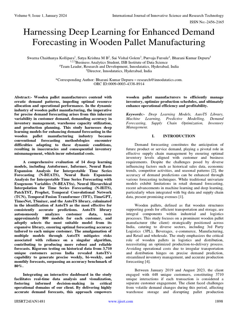 Harnessing Deep Learning for Enhanced Demand Forecasting in Wooden Pallet Manufacturing | PDF ...