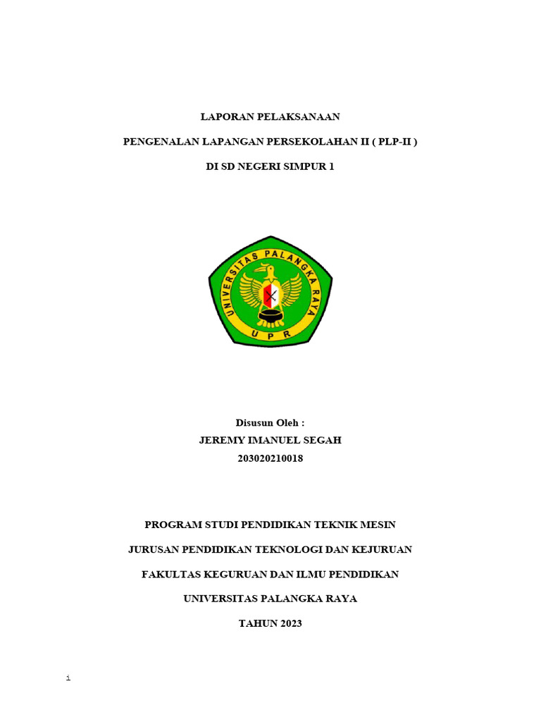 2. Laporan PLP Jeremy - Dok, - RPP | PDF