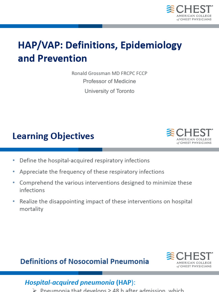 11 HAP, VAP Part 1 Definitions, Epidemiology and Prevention | PDF ...