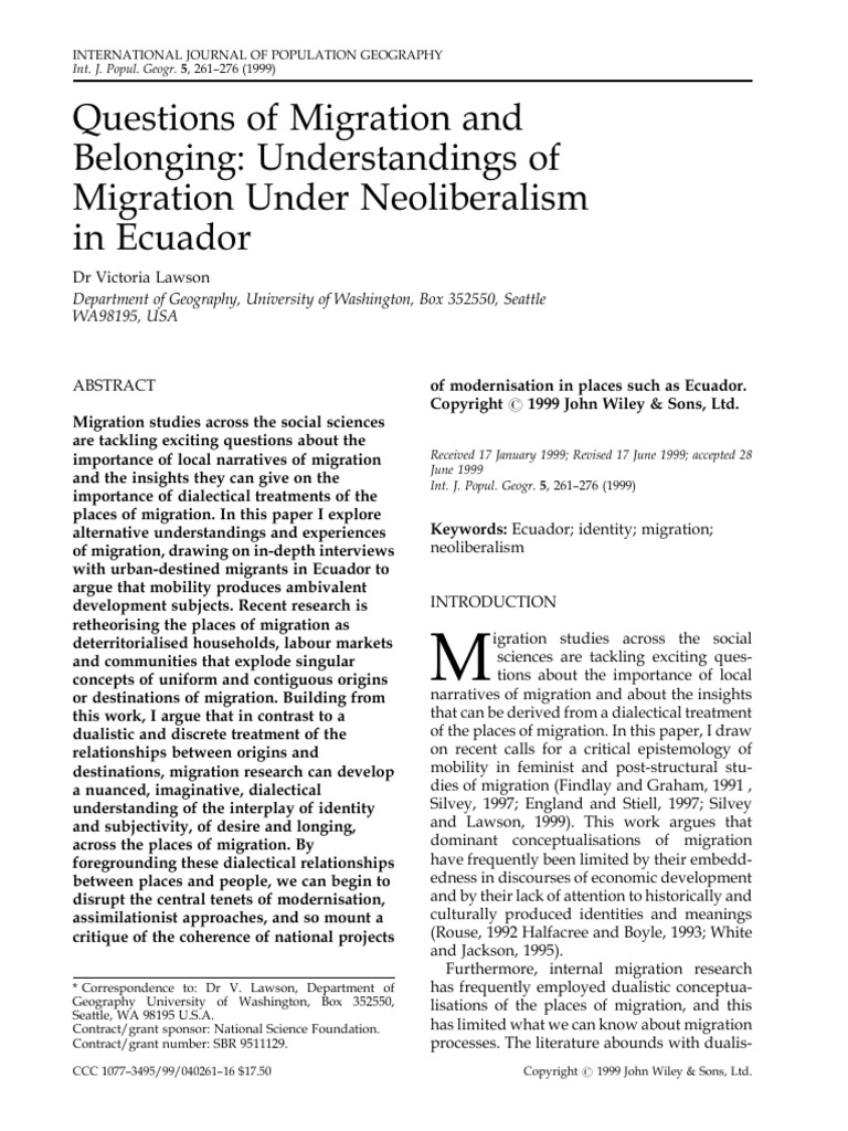 Questions of Migration | PDF | Human Migration | Modernization Theory