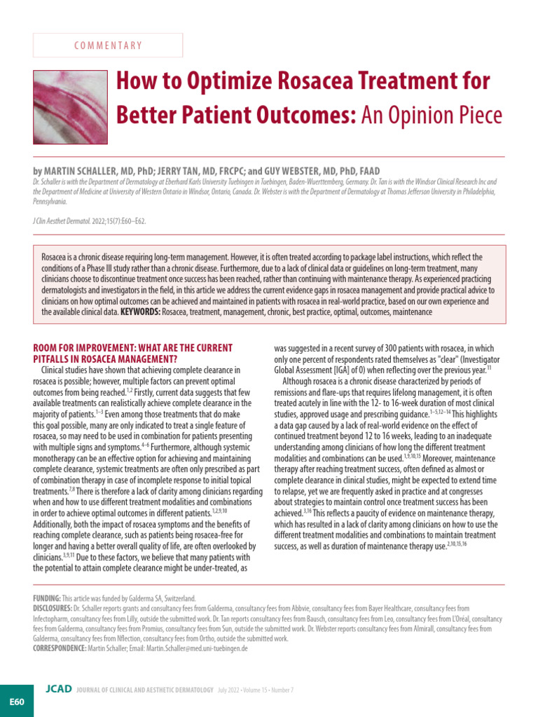 Schaller.2022.How To Optimize Rosacea Treatment For Better Patient ...