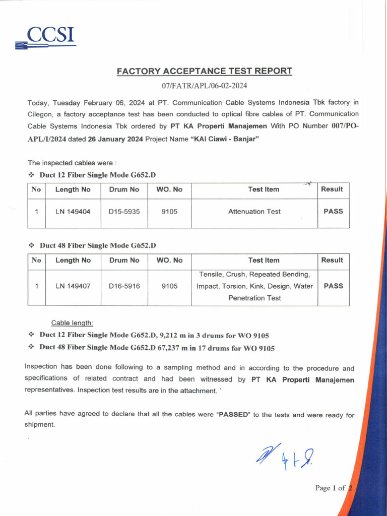 Fat Report 6 Jan 2024 - Fo Duct 12c & 48c | PDF