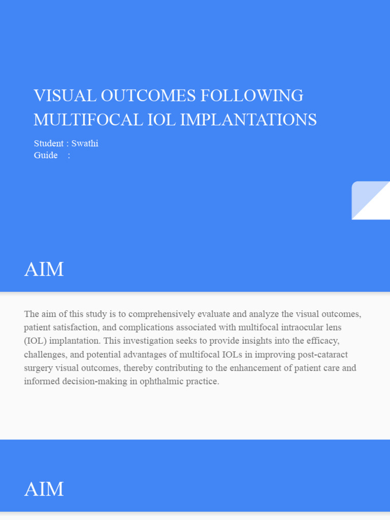 Visual Outcomes Following Multifocal Iol Implantations | PDF ...