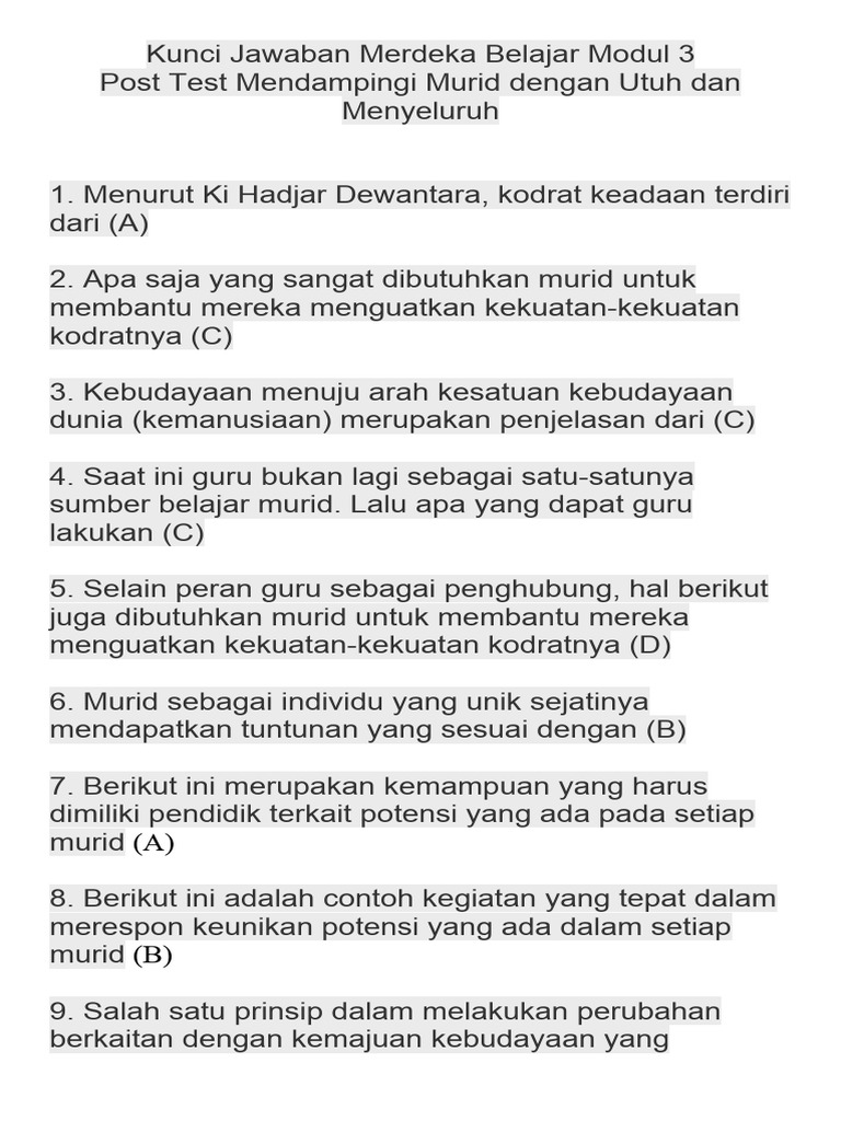 Kunci Jawaban Merdeka Belajar Modul 3 | PDF | Karier & Perkembangan | Pengembangan Diri