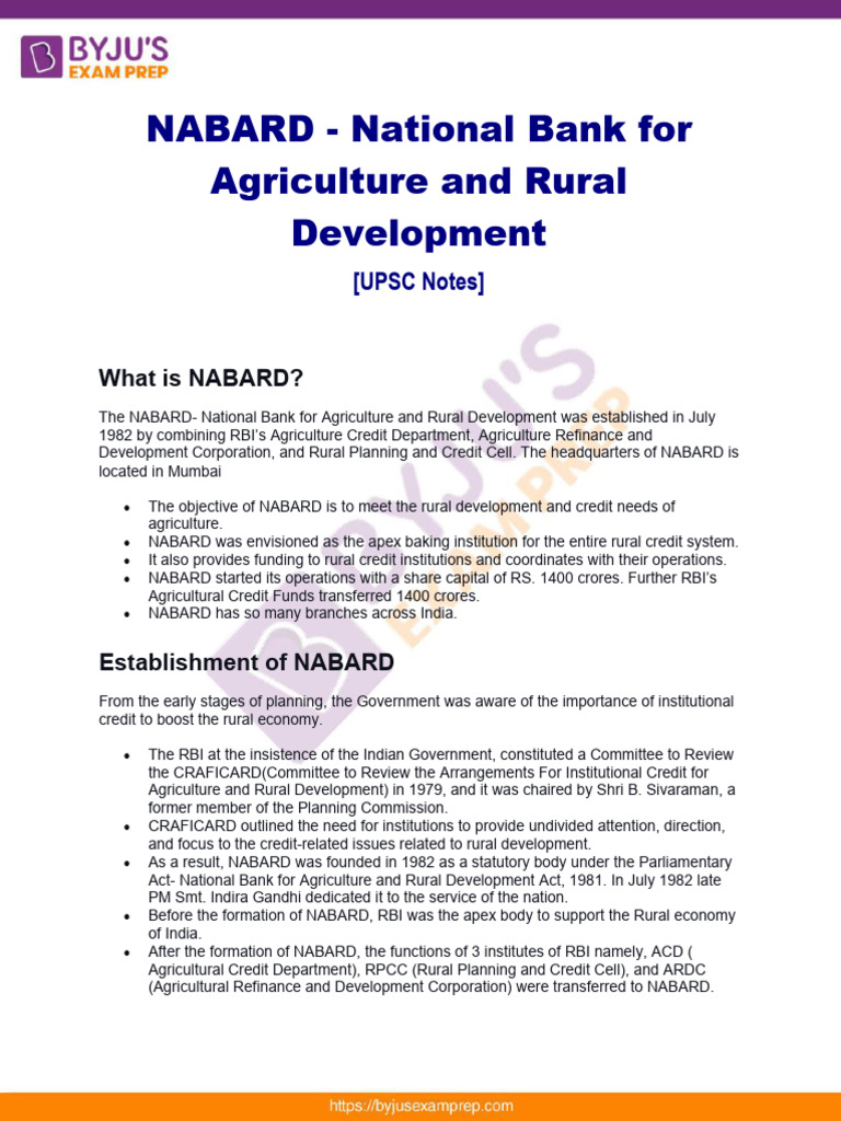 Nabard Upsc Notes 96 | Download Free PDF | Reserve Bank Of India | Banks