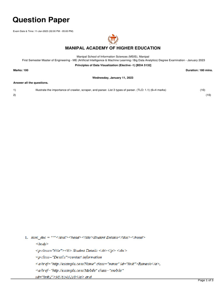 Data Visualization Exam Questions | PDF | World Wide Web | Internet & Web