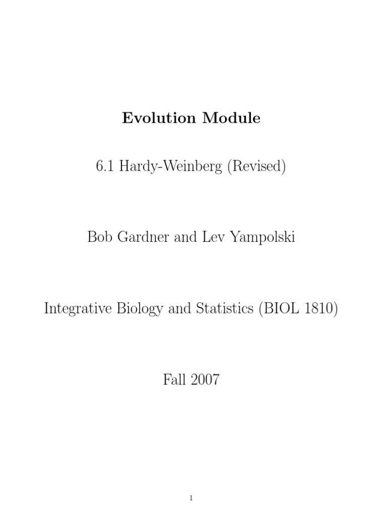 Hardy Weinberg Notes Revised | PDF | Genetics | Evolutionary Biology
