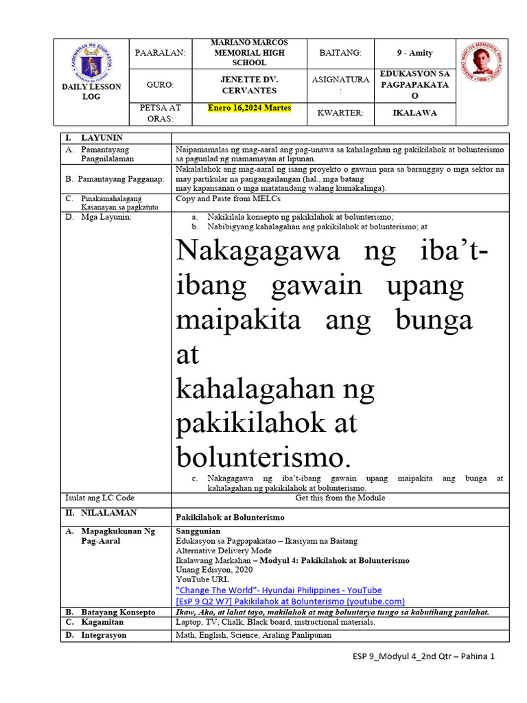 Co-1 Dll Esp-8 Modyul-34 Title | PDF