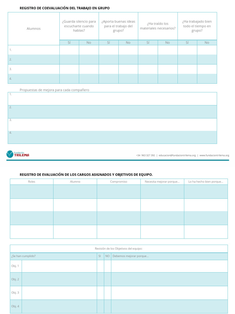 Herramientas de Evaluacion para El Trabajo en Equipo y Cooperativo ...
