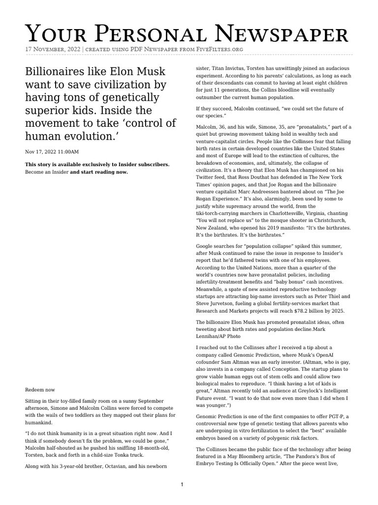 Your Personal Newspaper | PDF