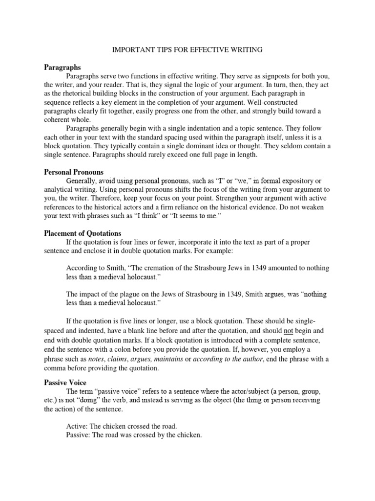 Important Tips For Effective Writing | PDF | Plural | Verb