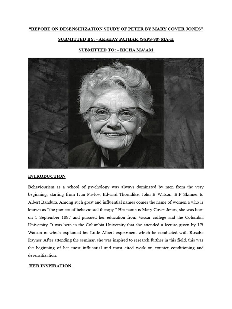 Report On Desensitization Study of Peter by Mary Cover Jones | PDF ...