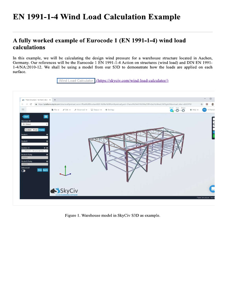 EN 1991-1-4 WindLoad Calculation Example | PDF