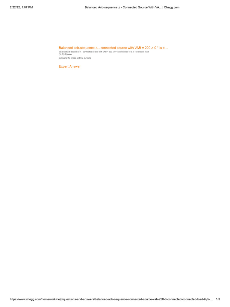 Balanced Acb Sequence Connected Source With VA Chegg Com | PDF | Teaching Methods & Materials ...