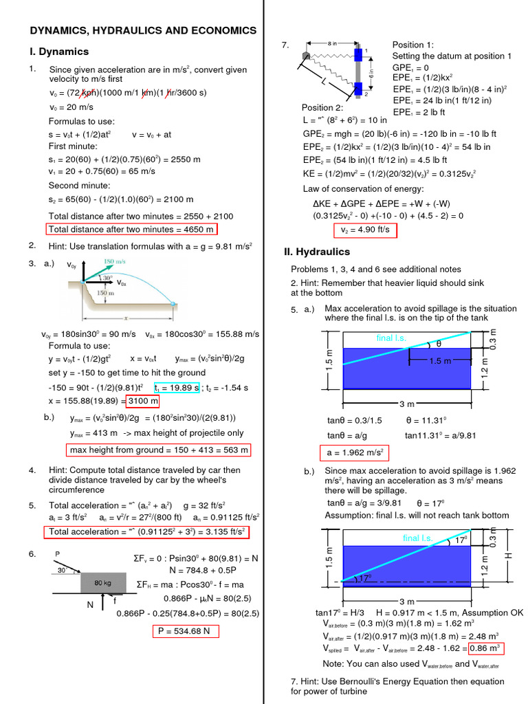 Topic 13 Engineering Economy Topic 15 Dynamics and Topic 17 Fluid ...