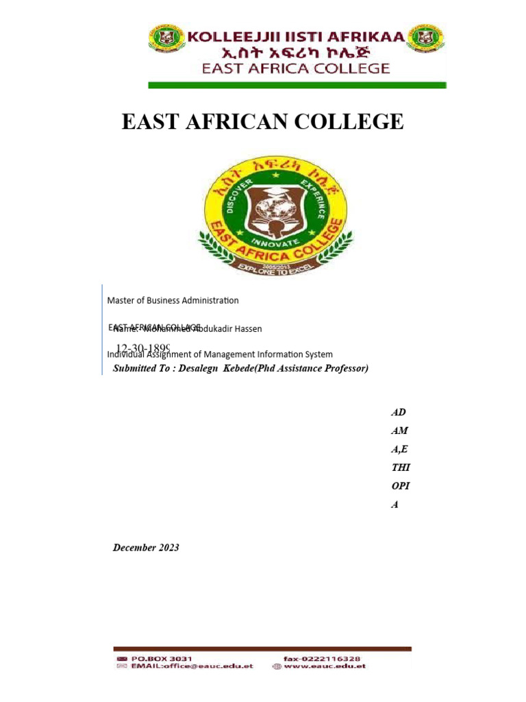 Mohammed Abdukadir Assignment On Mis | PDF | Encryption | Computer Network