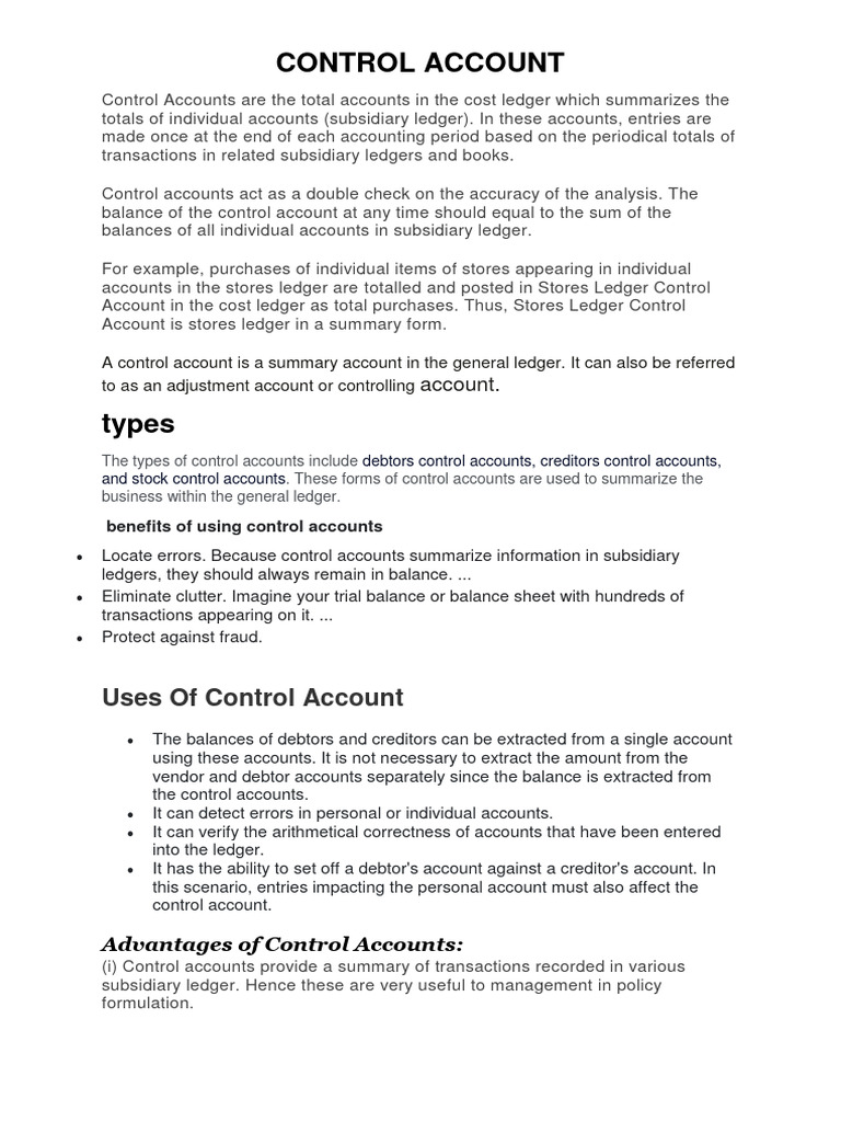 4622 - Control Account PDF | PDF | Ledger | Economies