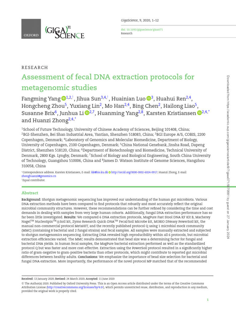 Assessment Of Fecal Dna Extraction Protocols For Pdf Polymerase