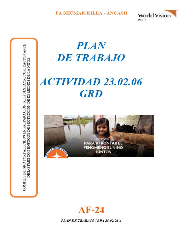 Plan de Trabajo GRD Af 24 | PDF | Riesgo | Reducción de Desastres