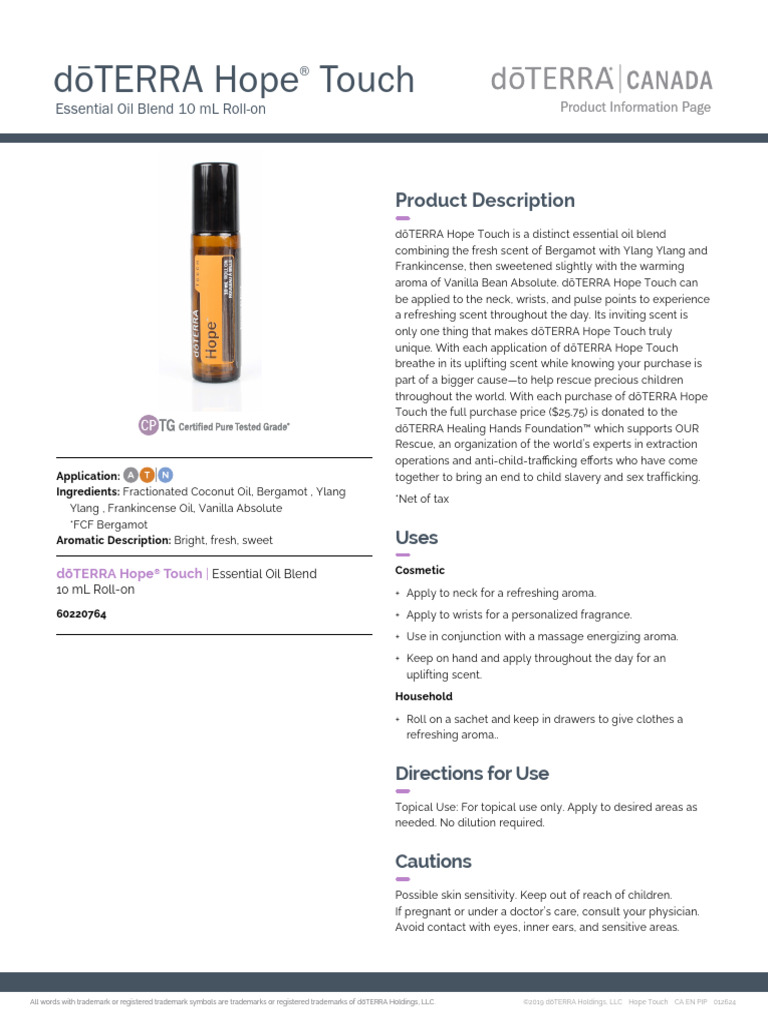 Doterra Hope Touch Oil | PDF | Essential Oil | Odor