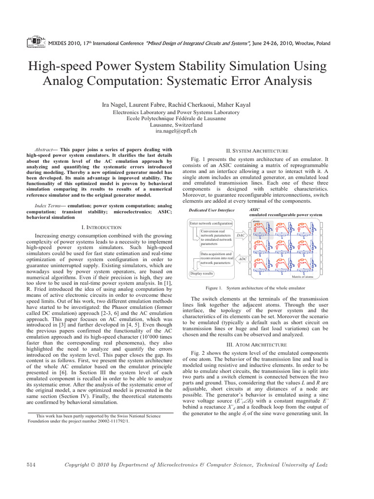 34-High-Speed Power System Stability Simulation Using Analog ... 34-High-Speed Power System Stability Simulation Using Analog ...