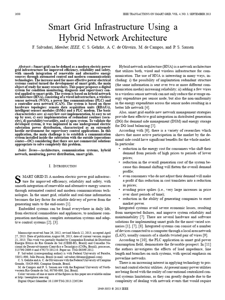 28-Smart Grid Infrastructure Using a Hybrid Network Architecture | PDF | Network Socket ...