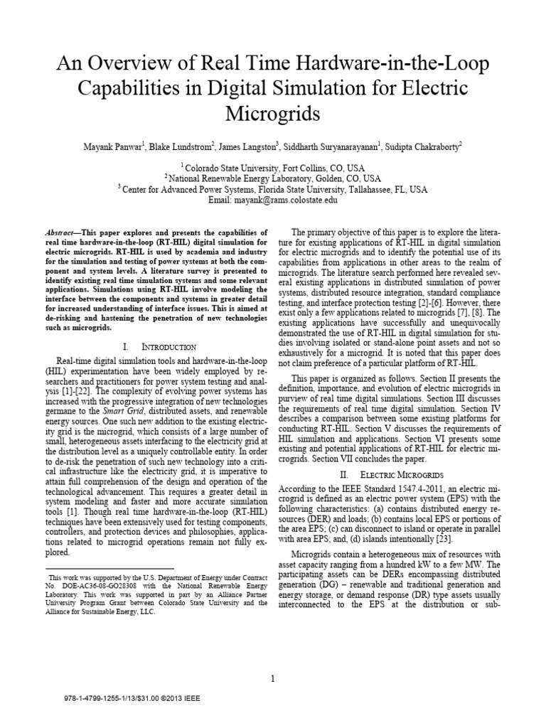 RT-HIL Simulation for Microgrids | PDF | Simulation | Distributed Generation