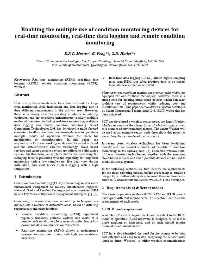 Multi-Mode Condition Monitoring System | PDF | Wi Fi | Bluetooth