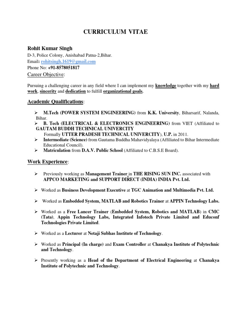 Electrical Engineering CV - Rohit Singh | PDF | Arduino | Computing