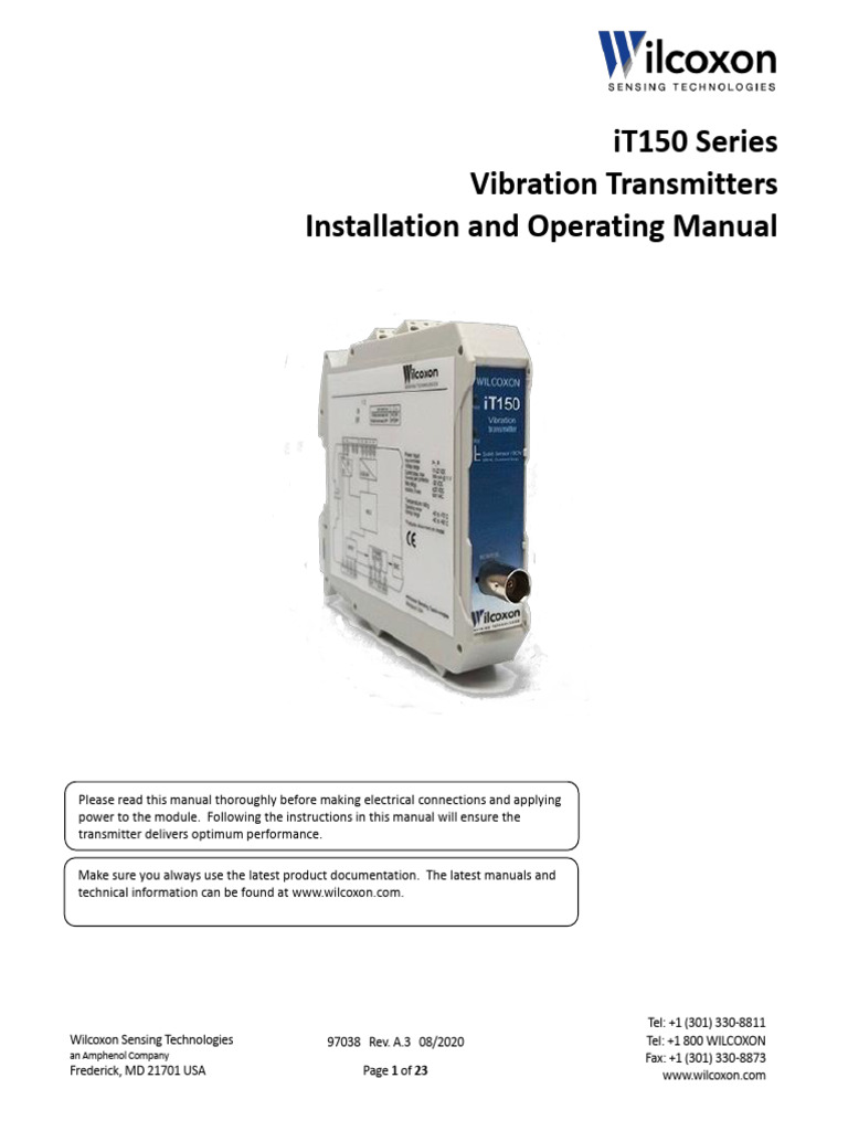 iT150 Vibration Transmitter Manual | PDF | Root Mean Square | Amplitude