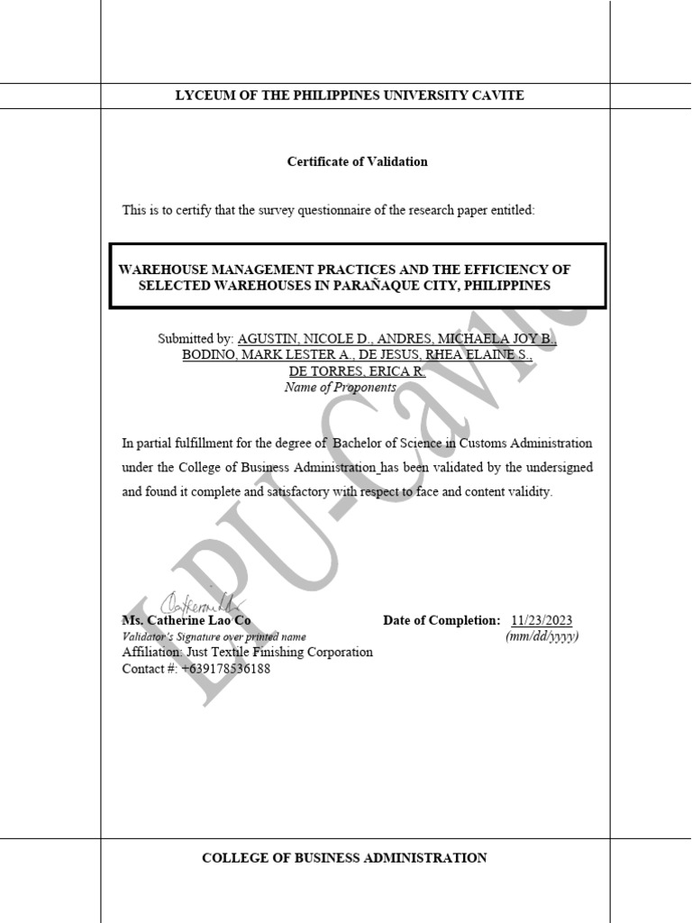 Certificate of Validation | PDF