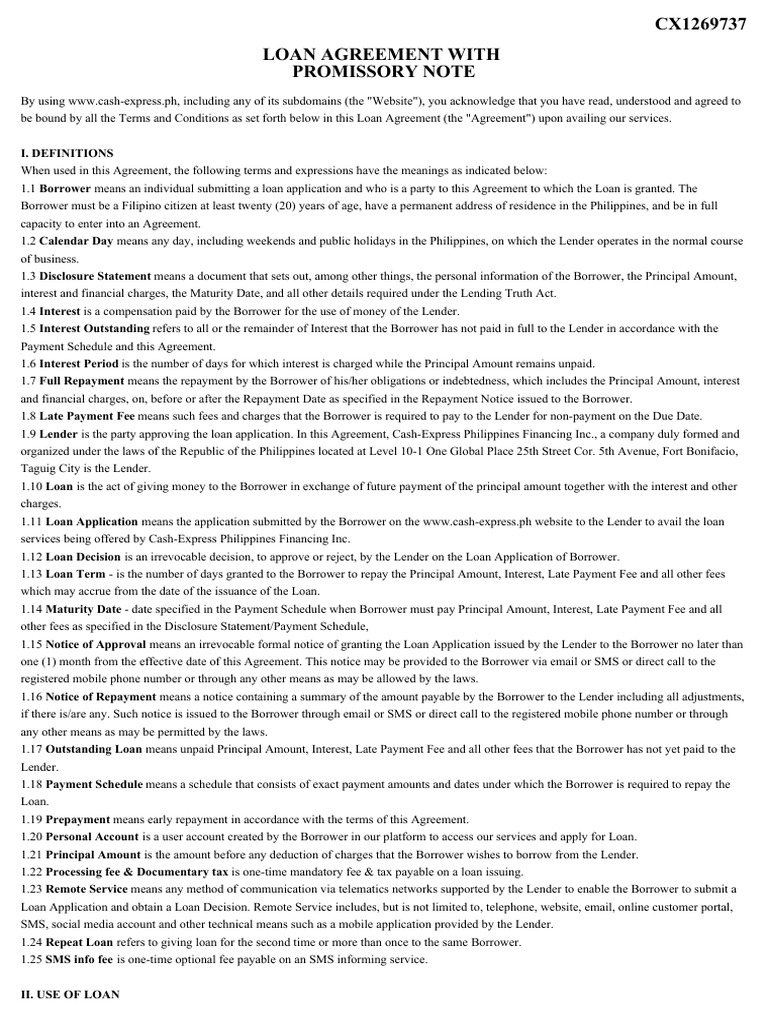 Loan Agreement | Download Free PDF | Loans | Interest
