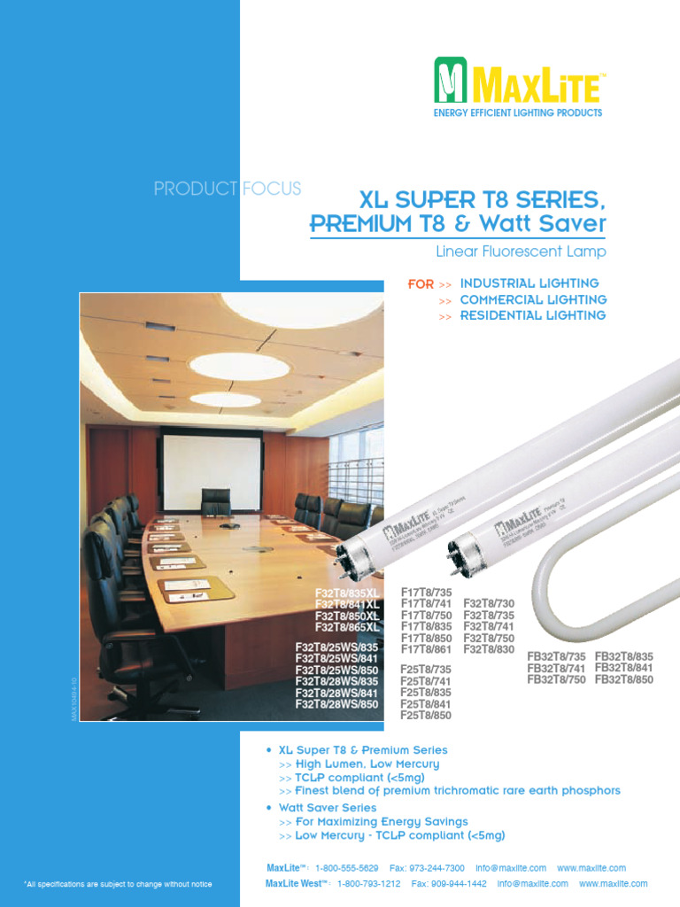 Maxlite T8 Lighting | PDF | Lighting | Compact Fluorescent Lamp