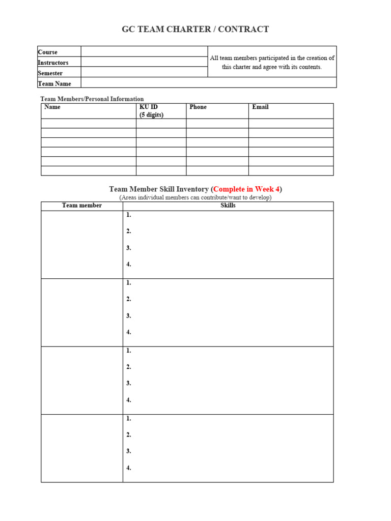 GC Team Charter and Role Plan | PDF | Communication | Human Communication