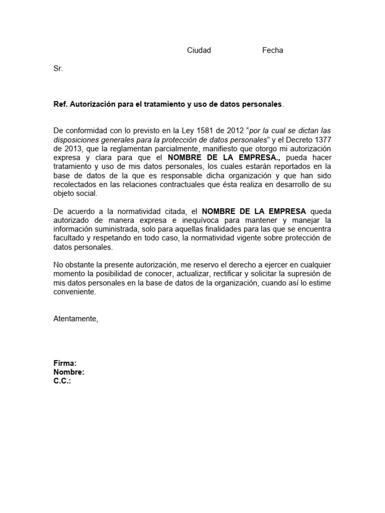 Modelo carta habeas data | PDF