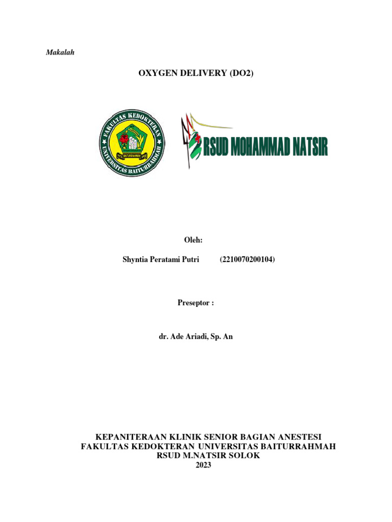 Oxygen Delivery (DO2) - Shyntia Peratami Putri | PDF | Kesehatan ...