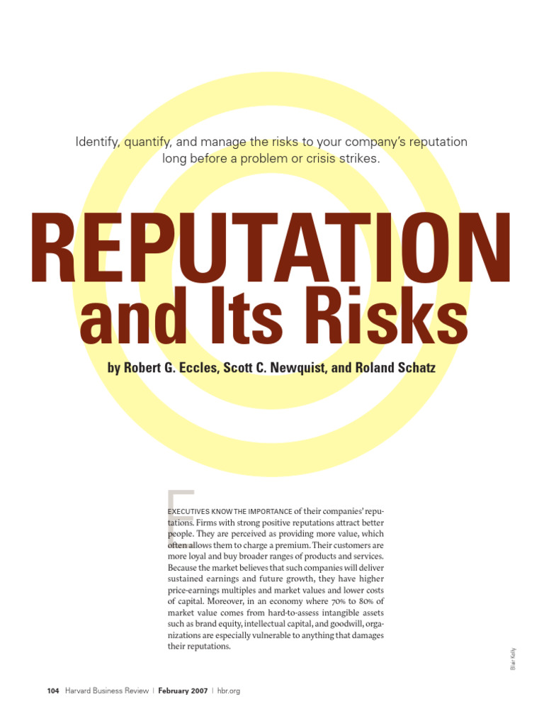 Reputation and Its Risks | Download Free PDF | Reputation | Risk