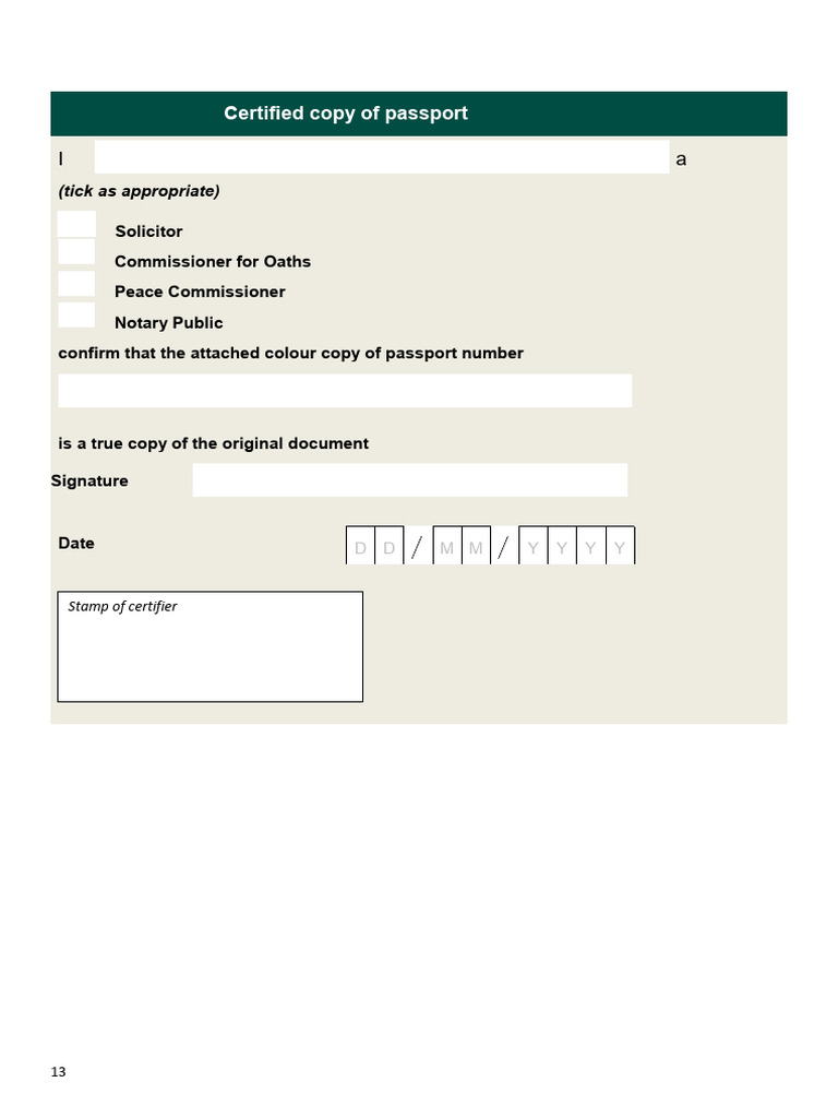 Passport Certification Form | PDF