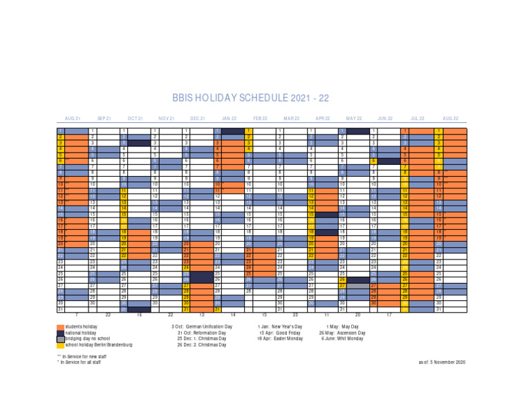 BBIS Holiday Schedule 2021 22 | PDF | Liturgical Calendar | Public Holiday